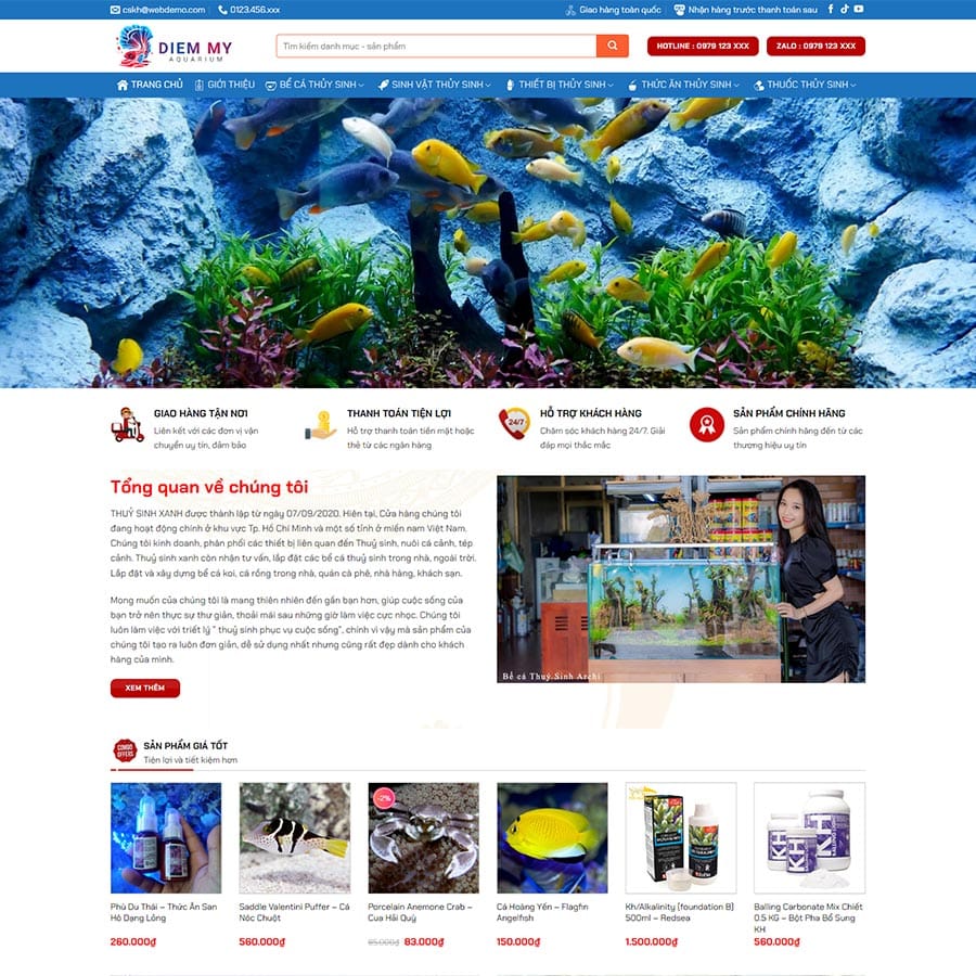 Theme WordPress thủy sinh, cá cảnh 02 - Mua theme Flatsome Việt Hóa